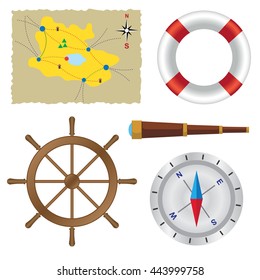 Set Objects Sailing On White Background Stock Illustration 443999758 ...