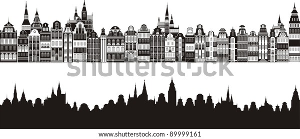 Set Old Cities Silhouette Isolated On Stock Illustration 89999161 ...