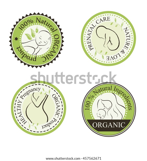 Set Organic Cosmetics Design Elements Round Stock Illustration ...