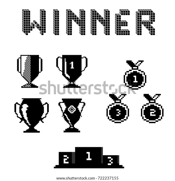 Set Pixel Art Trophy Cup Prize Stock Illustration 722237155 | Shutterstock