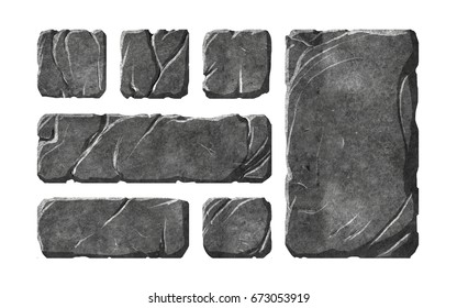Set Realistic Stone Interface Buttons Fantasy Stock Illustration ...