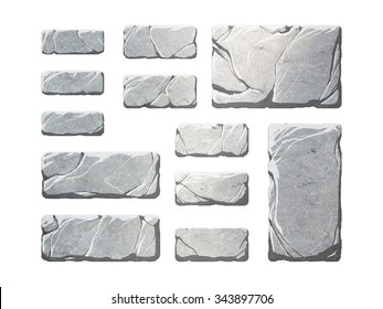 Set Realistic Stone Textured Interface Buttons Stock Illustration ...