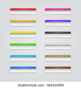 Set Rectangle Plastic Buttons Colored Border Stock Vector (Royalty Free ...