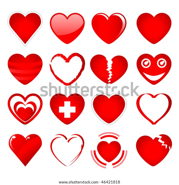 Set Red Hearts Different Shapes Styles Stock Illustration 46421818 ...