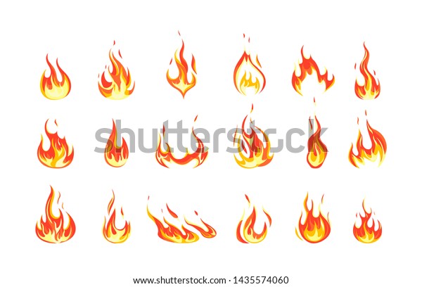 Set Red Orange Fire Flame Collection Stock Illustration 1435574060 ...