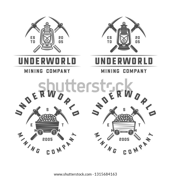 Set Retro Mining Construction Logo Badges Stock Illustration 1315684163 ...