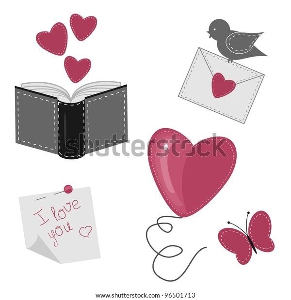 Set Romantic Love Objects Stock Illustration 96501713 | Shutterstock
