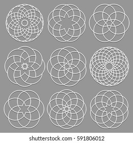 Set Round Elements Cut Out Paper Stock Illustration 591806012 ...