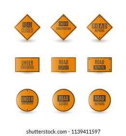 Set Round Rectangular Road Signs Isolated Stock Illustration 1139411597 ...