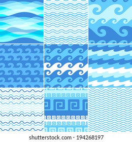 Set Seamless Sea Waves Patterns Raster Stock Illustration 194268197 ...