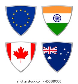 Set Shields National Flag Poster Flat Stock Illustration 450389338 ...