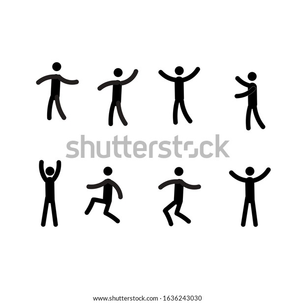 Set Stick Man Different Poses Isolated Stock Illustration 1636243030 ...