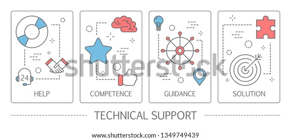 Set Technical Support Vertical Banners Idea Stock Illustration ...