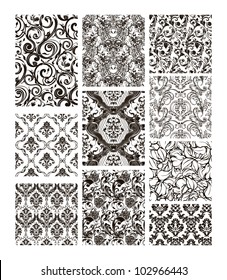 Set Ten Patterns Black Silhouettes Bitmap Stock Illustration 102966443 ...