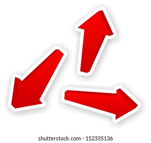 Set Three Red 3d Arrow Stickers Stock Illustration 152335136
