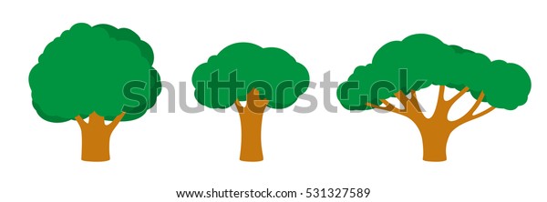 Set Trees Different Shapes Sizes Dark Stock Illustration 531327589