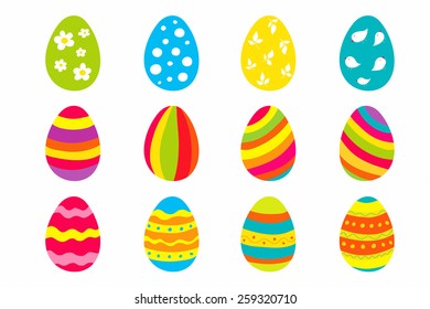 Set 12 Color Easter Eggs Stock Vector (Royalty Free) 183072764
