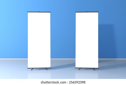 Blank Roll Banners Template 3d Rendering Stock Illustration 402144118