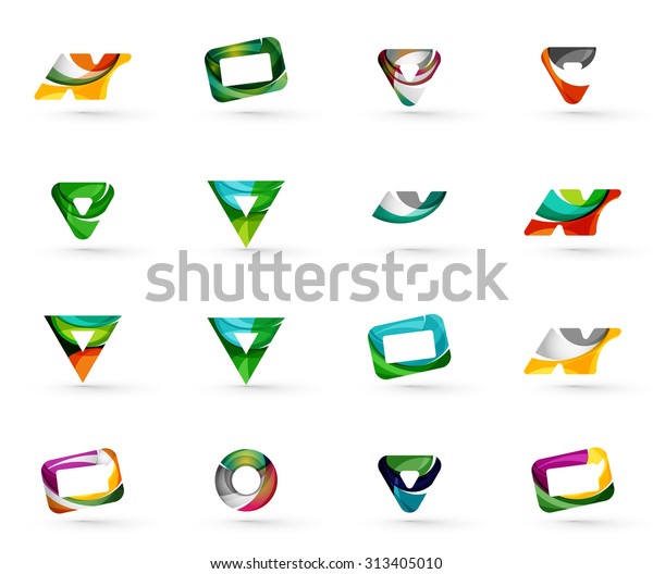 Set Various Geometric Icons Rectangles Triangles Stock Illustration ...