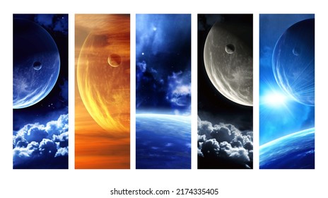 Set Vertical Space Banners Planets Nebula Stock Illustration 2174335405 ...