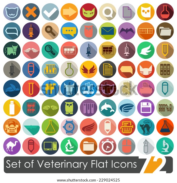 Set Veterinary Flat Icons Stock Illustration 229024525 | Shutterstock