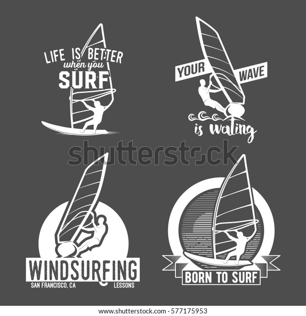 Set Windsurfing Badges Logos Stock Illustration 577175953 | Shutterstock