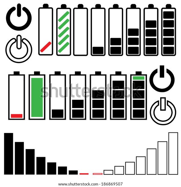 Sets Empty Charged Phone Batteries Rounded Stock Illustration 186869507 ...