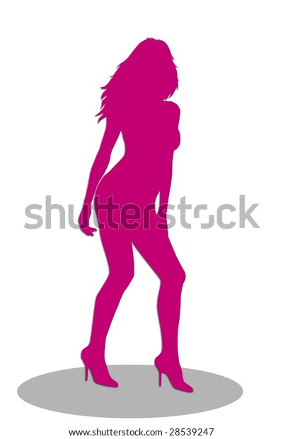 Sexy Pink Woman Silhouette Stock Illustration 28539247