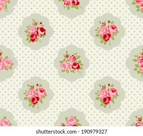 Shabby Chic Rose Patterns Seamless Backgrounds Stock Illustration ...