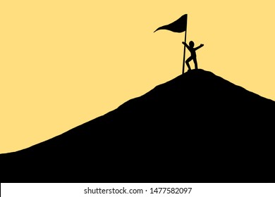 Shadow Man Hold Flag On Top Stock Illustration 1477582097 | Shutterstock