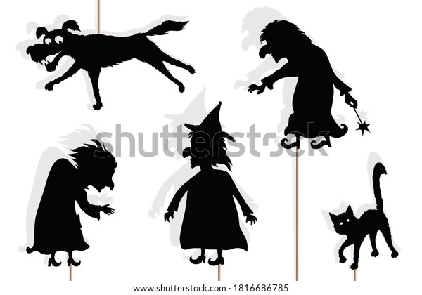 Shadow Puppets Three Evil Witches Spooky Stock Illustration 1816686785 ...