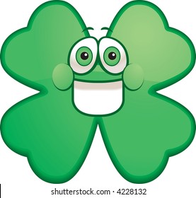 Cartoon Illustration Shamrock Wide Smile: vector de stock (libre de ...