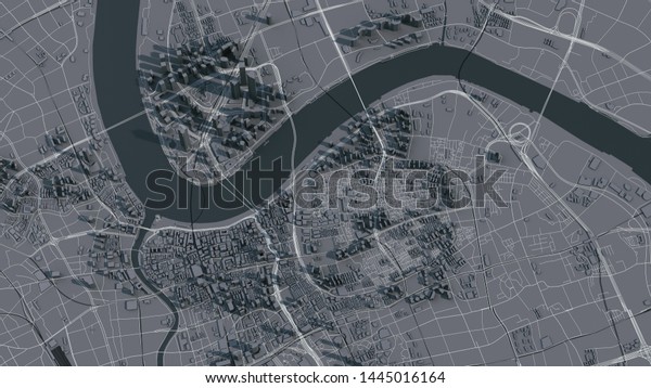 Shanghai Map Satellite View 3d Illustration 스톡 일러스트 1445016164 ...