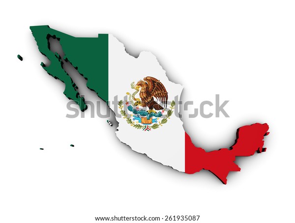 Shape 3d Mexico Map Mexican Flag Stock Illustration 261935087
