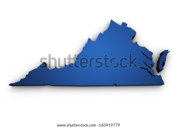 Shape 3d Virginia Map Colored Blue Stock Illustration 160419779