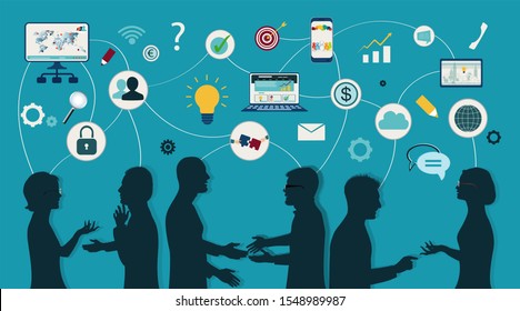 Sharing Ideas Technology Future Connection Exchange Stock Illustration ...