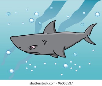 Illustration Cartoon Gray Reef Shark On Stock Illustration 109593557 ...