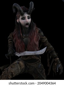 She Demon 3d Rendering Crouching Ready Stock Illustration 2049004364 ...