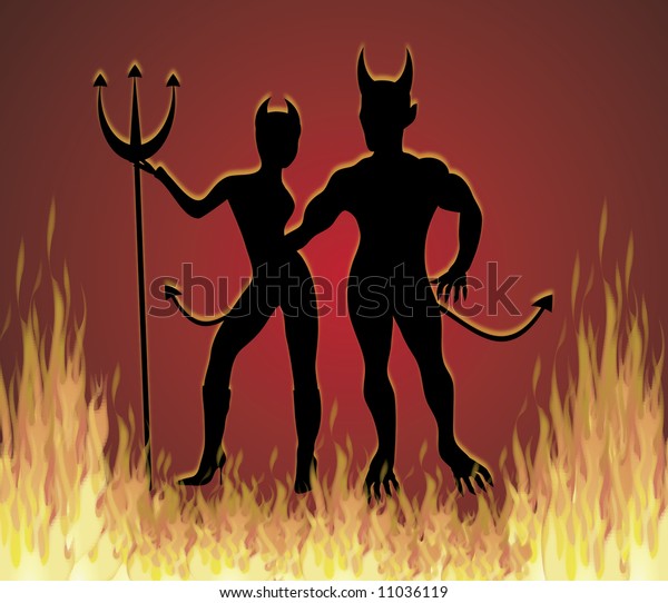 She Devil He Devil Dancing Fire Stock Illustration 11036119 | Shutterstock