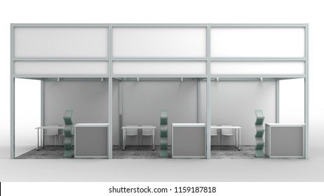 Shell Scheme Exhibition Stall 3d Rendering Stock Illustration ...