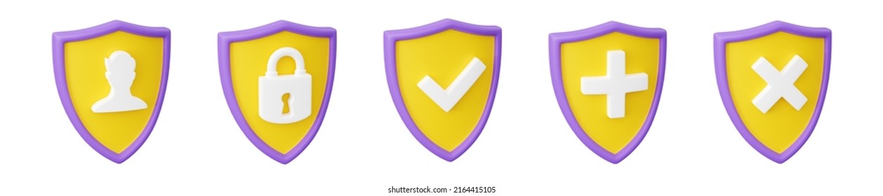 Shield 3d Render Set Blue Green Stock Illustration 2164415105 ...