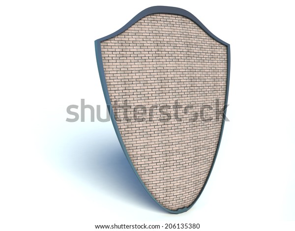 Shield Brick Texture On White Background Stock Illustration 206135380