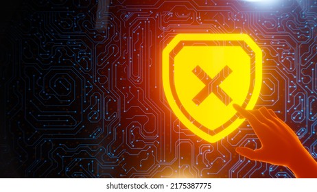 Shield Error Hand Pointing Digital Network Stock Illustration ...