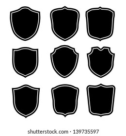 Set Shield Different Shapes Shieldemblems Blazons: เวกเตอร์สต็อก (ปลอด ...