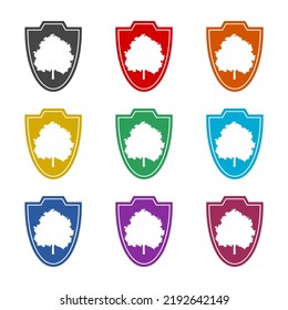 Shield Tree Logo Design Concept Set Stock Illustration 2192642149 ...