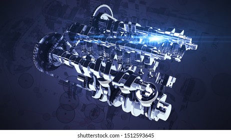 Shiny Powerful 3d V8 Engine Motion Stock Illustration 1512593645 ...