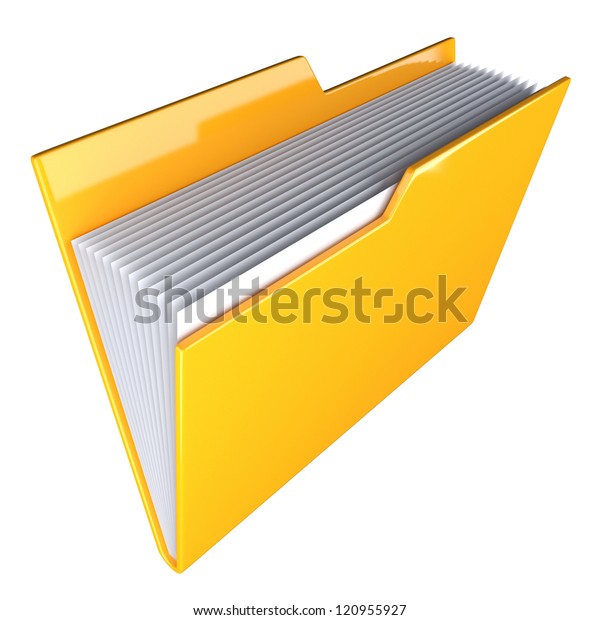 Shiny Yellow Folder Icon Isolated White: ภาพประกอบสต็อก 120955927 ...