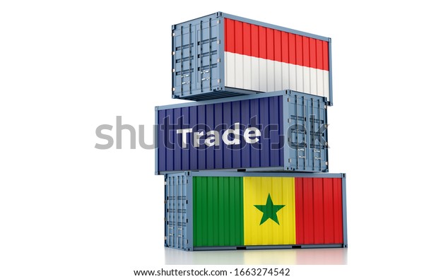 Shipping Containers Senegal Indonesia Flag 3d Stock Illustration ...