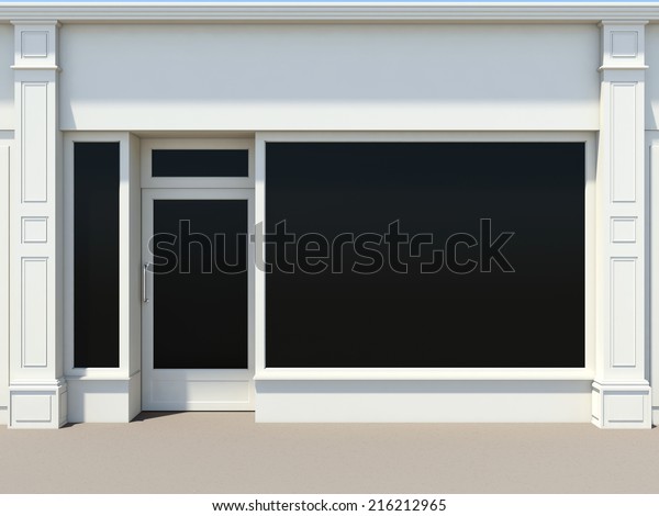 Shopfront Large Windows White Store Facade Stock Illustration 216212965