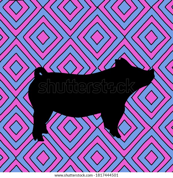 Show Pig Silhouette Geometric Pattern Background Stock Illustration ...